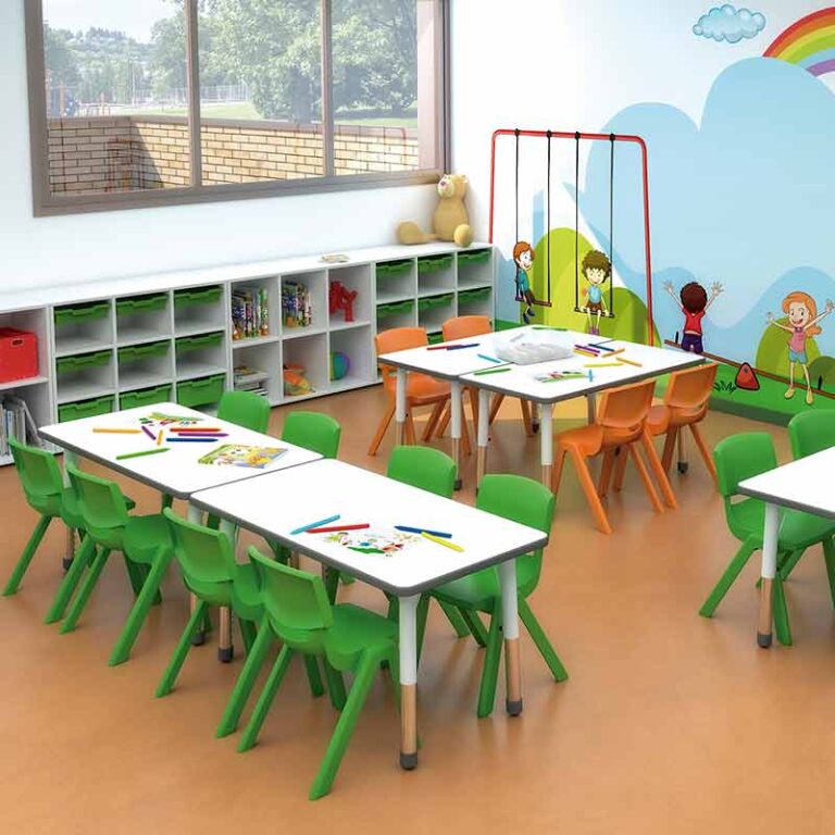 Mesa colaborativa Rony Rectangular. Mobiliario escolar Enclave Educativo
